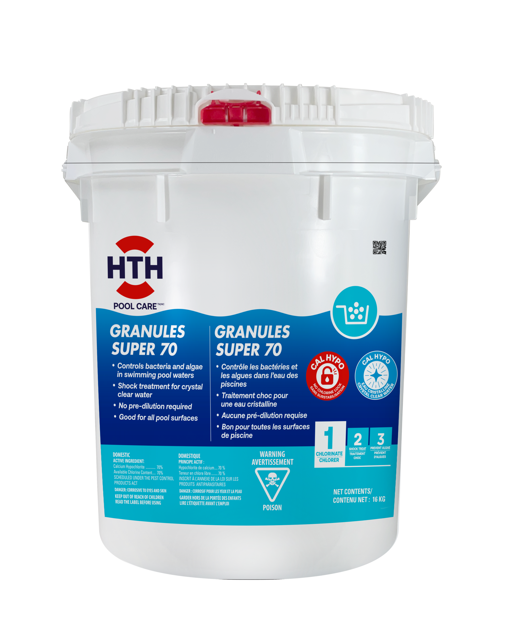 Chlore en granule HTH 16 kg - Piscines Bel-Eau