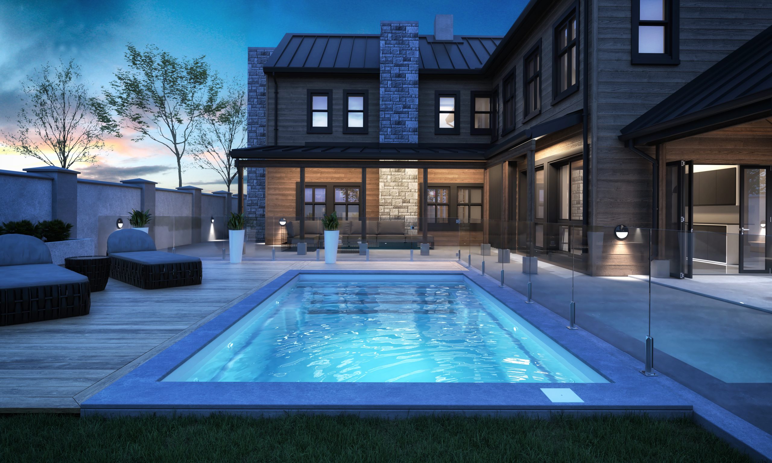 Piscine en Fibre de Verre Style Conventionnel 11' x 23' Mova - Piscines Bel-Eau